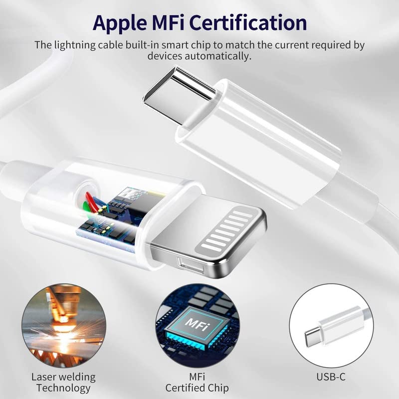 iPhone 14 Charger,Fast Charger iPhone [Apple MFi Certified]Type C Charger USB C to Lightning Cable 20W Fast Charging Adapter Block for iPhone 14/13 Pro Max/iPhone 12 Mini/12 Pro Max/11/XS/XR/X/SE/iPad