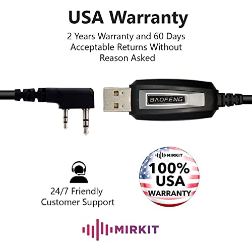 MIRKIT Baofeng Programming Cable for UV-5R and UV-82 for Two Way Ham Portable Radios: UV-5R,5RA,5R Plus,5Re,BF F8HP, BF-888S, UV82HP, 5RX3 and Lanyard