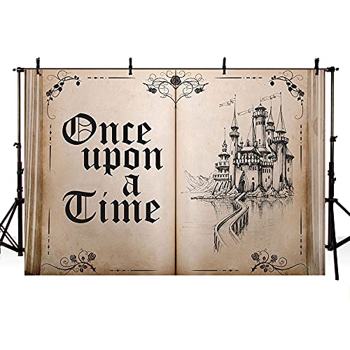 ABLIN 10x7ft Fairy Tale Books Backdrop Old Opening Book Once Upon a Time Ancient Castle Princess Romantic Story Photo Background Wedding Birthday Party Decorations Banner Props CQ100-10x7ft