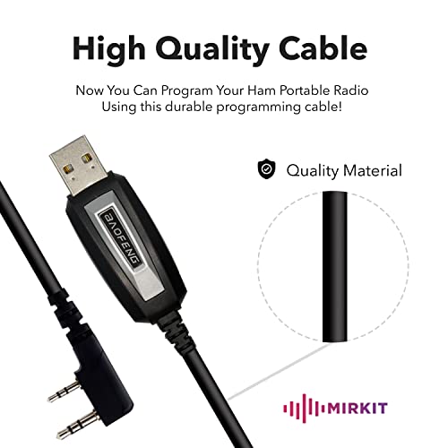 MIRKIT Baofeng Programming Cable for UV-5R and UV-82 for Two Way Ham Portable Radios: UV-5R,5RA,5R Plus,5Re,BF F8HP, BF-888S, UV82HP, 5RX3 and Lanyard