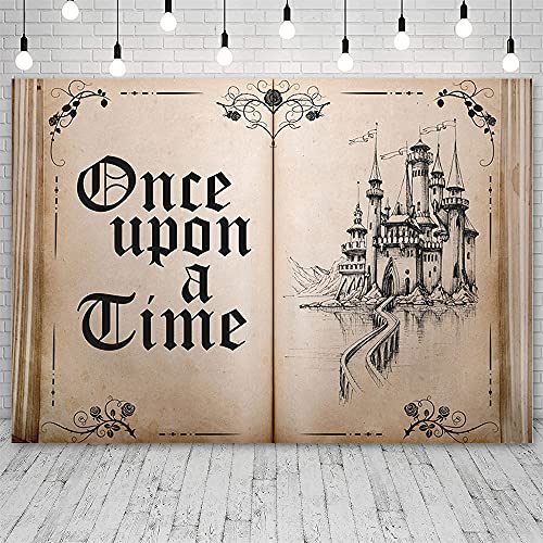 ABLIN 10x7ft Fairy Tale Books Backdrop Old Opening Book Once Upon a Time Ancient Castle Princess Romantic Story Photo Background Wedding Birthday Party Decorations Banner Props CQ100-10x7ft