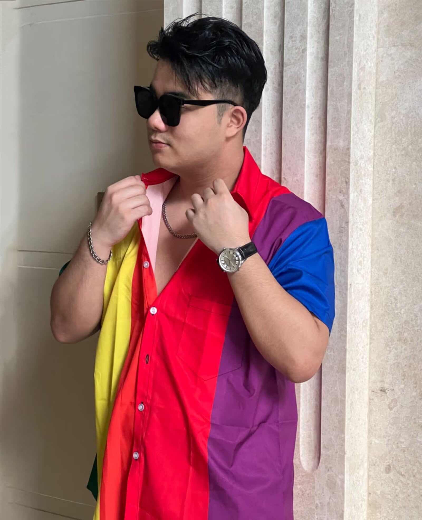 Gwnnb Gay Shirts for Men Bowling Print Short Sleeve Regular Fit Hawaiian Casual Button Down Beach Shirts