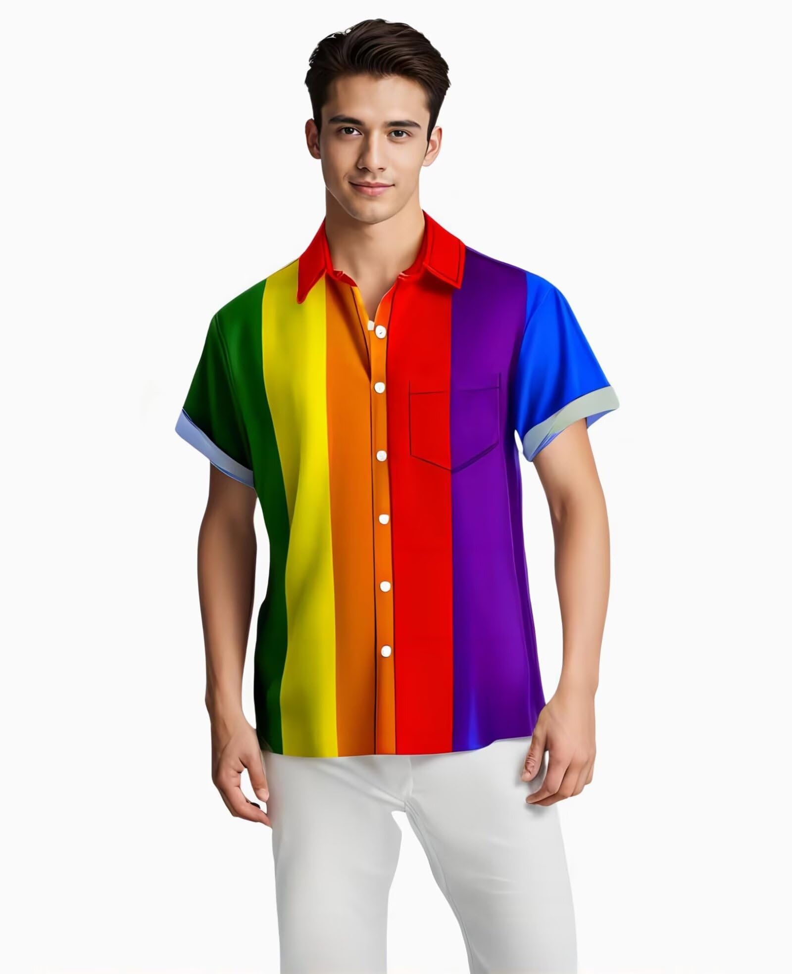 Gwnnb Gay Shirts for Men Bowling Print Short Sleeve Regular Fit Hawaiian Casual Button Down Beach Shirts