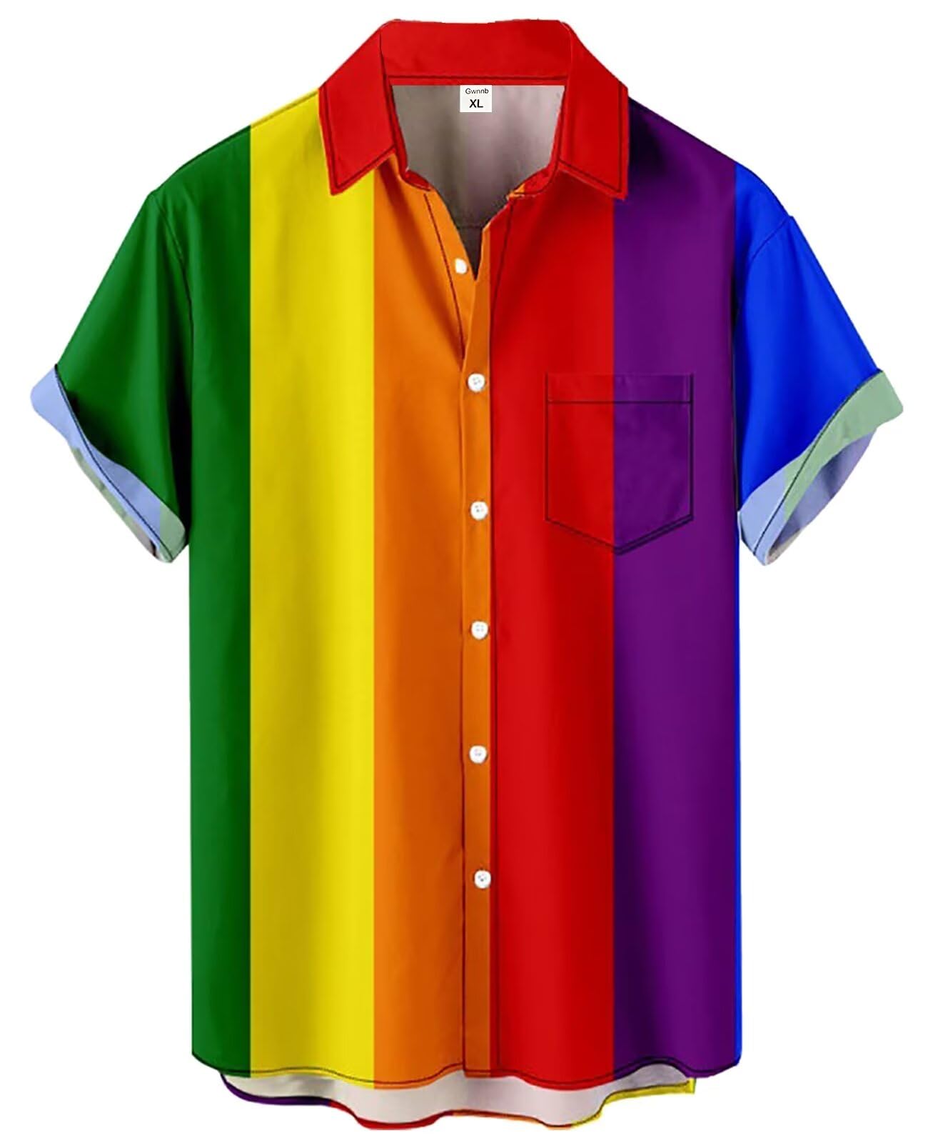 Gwnnb Gay Shirts for Men Bowling Print Short Sleeve Regular Fit Hawaiian Casual Button Down Beach Shirts