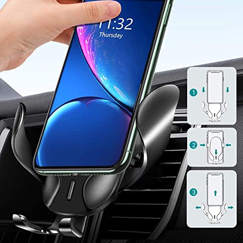 Wireless Car Charger, 15W/10W Fast Charging Car Mount, Air Vent Cell Phone Holder for Car, Universal Car Phone Holder Cradle Compatible with iPhone 13/12/11, Samsung S21/S20/S10, and More, Black