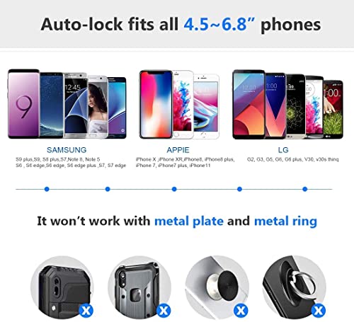 Wireless Car Charger, 15W/10W Fast Charging Car Mount, Air Vent Cell Phone Holder for Car, Universal Car Phone Holder Cradle Compatible with iPhone 13/12/11, Samsung S21/S20/S10, and More, Black