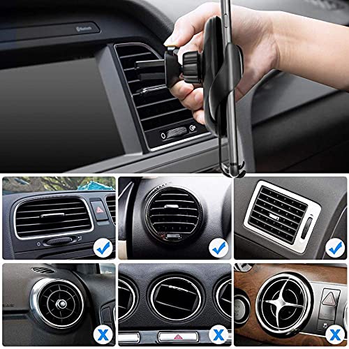 Wireless Car Charger, 15W/10W Fast Charging Car Mount, Air Vent Cell Phone Holder for Car, Universal Car Phone Holder Cradle Compatible with iPhone 13/12/11, Samsung S21/S20/S10, and More, Black