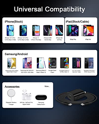 25w USB C Charger for Motorola Moto G Stylus/G Power(2022)/G Pure/G Play/G7/G200/Edge+/One 5G, Android Super Fast Charging USBC Block + USB-C to Type C Cable Samsung Galaxy A13 A03S A53 S23 S22 S21