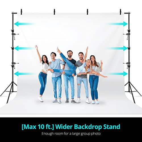 Julius Studio Heavy Duty 10 x 9.6 ft. (W x H) Backdrop Stand Background Support System Kit with Spring Clamps, Elastic String Clip, Sand Bag, Carry Bag for Photography, Events, JSAG660