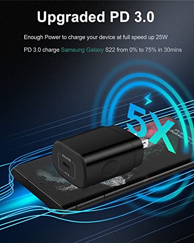25w USB C Charger for Motorola Moto G Stylus/G Power(2022)/G Pure/G Play/G7/G200/Edge+/One 5G, Android Super Fast Charging USBC Block + USB-C to Type C Cable Samsung Galaxy A13 A03S A53 S23 S22 S21