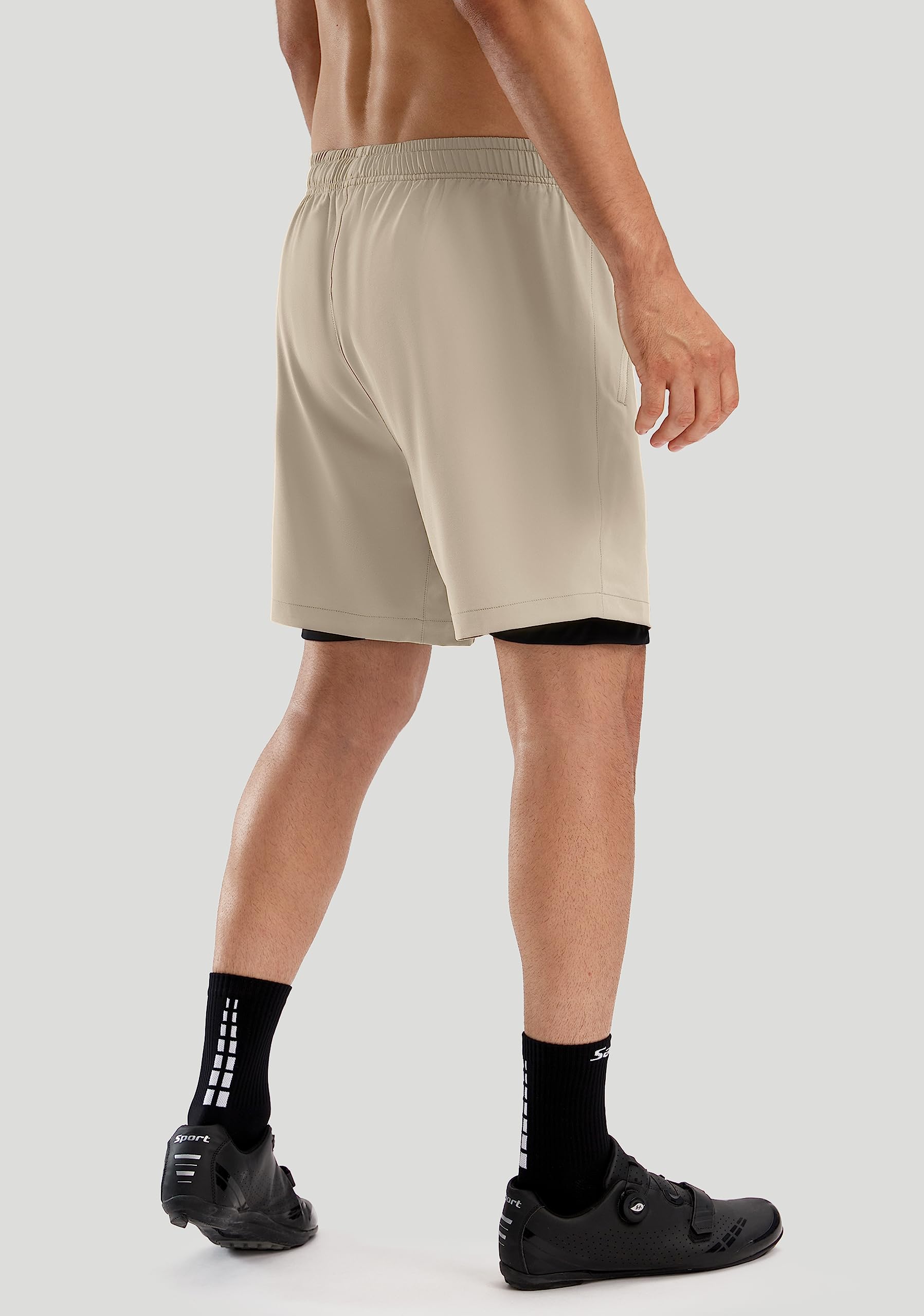 Men's Mountain Bike Shorts 3D Padded Loose-fit Biking Riding Cycling Bicycle Biker Cycle Padding Shorts for Men Zipper Pockets(Light Khaki,XXXL)
