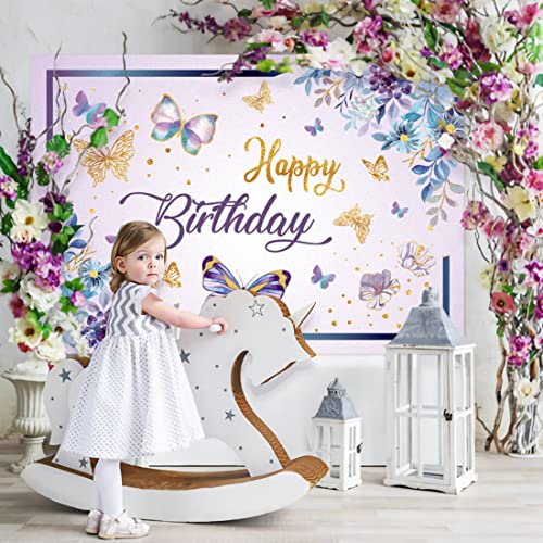 Butterfly Background Birthday Party Decorations, Butterfly Themed Banner 5x3ft for Birthday Party, Spring Theme Butterfly Background Banner Decorations, Spring Butterfly Photo Supplies