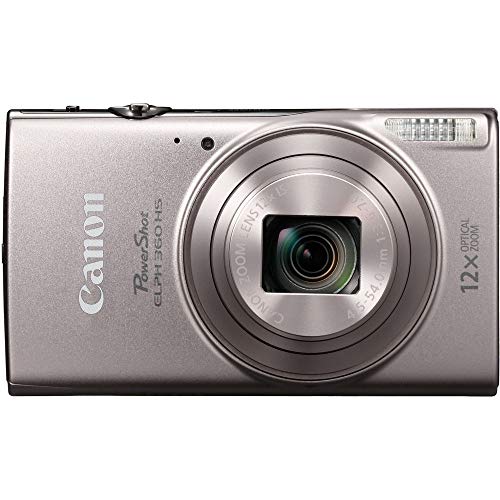 Canon PowerShot ELPH 360 HS Digital Camera (Silver) (1078C001) + 2 x 64GB Memory Card + 2 x NB11L Battery + Case + Card Reader + Corel Photo Software + HDMI Cable + Flex Tripod + More (Renewed)