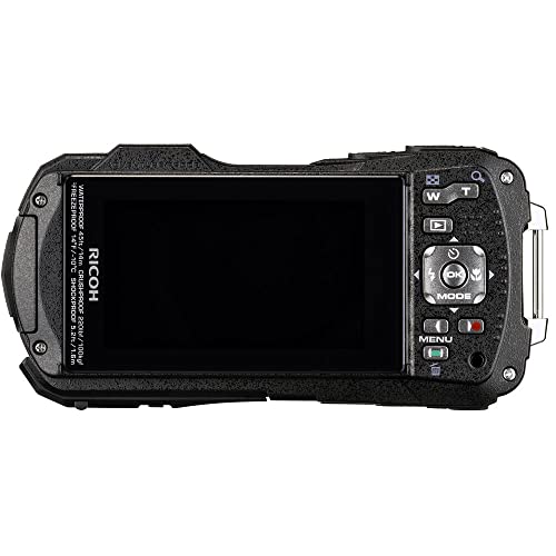 Ricoh WG-80 Waterproof Digital Camera (Orange) with 64GB Extreme Pro SD Card + Small Case + Selfie Stick + Memory Card Wallet + Memory Card Reader + 6Ave Cleaning Kit