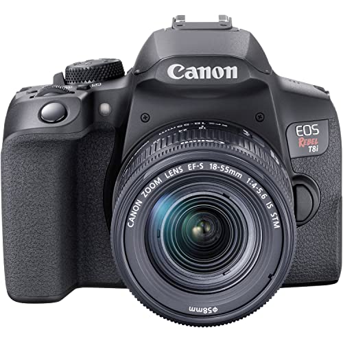 Camera Bundle for Canon EOS Rebel T8i DSLR Camera with EF-S 18-55mm f/4-5.6 is STM Lens and Accessories Pack (64GB, Handheld Tripod, Extra Batteries, and More)
