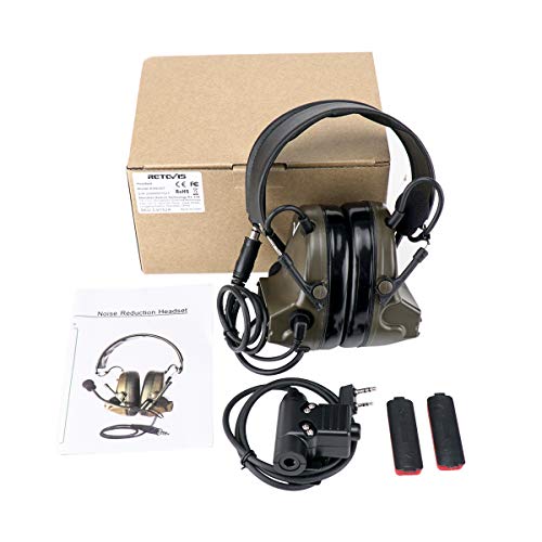 Retevis EHK007 Noise Reduction Walkie Talkie Headset, Sound Pickup, Compatible RT22 RT21 RT68 RB85 Baofeng UV-5R Walkie Talkie, 2 Way Radio Headset, Airsoft Shooting Hunting Gift(1 Pack)
