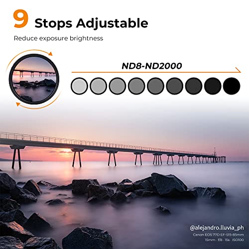 K&F Concept 67mm Variable Neutral Density Filter ND8-ND2000 (3-11stop) Waterproof Adjustable ND Lens Filter with 24 Multi-Layer Coatings for Camera Lens (D-Series)