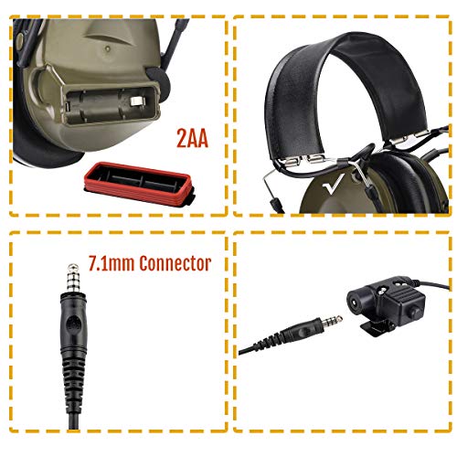 Retevis EHK007 Noise Reduction Walkie Talkie Headset, Sound Pickup, Compatible RT22 RT21 RT68 RB85 Baofeng UV-5R Walkie Talkie, 2 Way Radio Headset, Airsoft Shooting Hunting Gift(1 Pack)