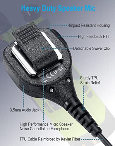 Speaker Mic with Reinforced Cable for Motorola Radios XPR3300 XPR3500 XPR3300e XPR3500e XPR 3300 3500 3300e 3500e, Noise Reduction Remote Shoulder Microphone, Clear Transmission