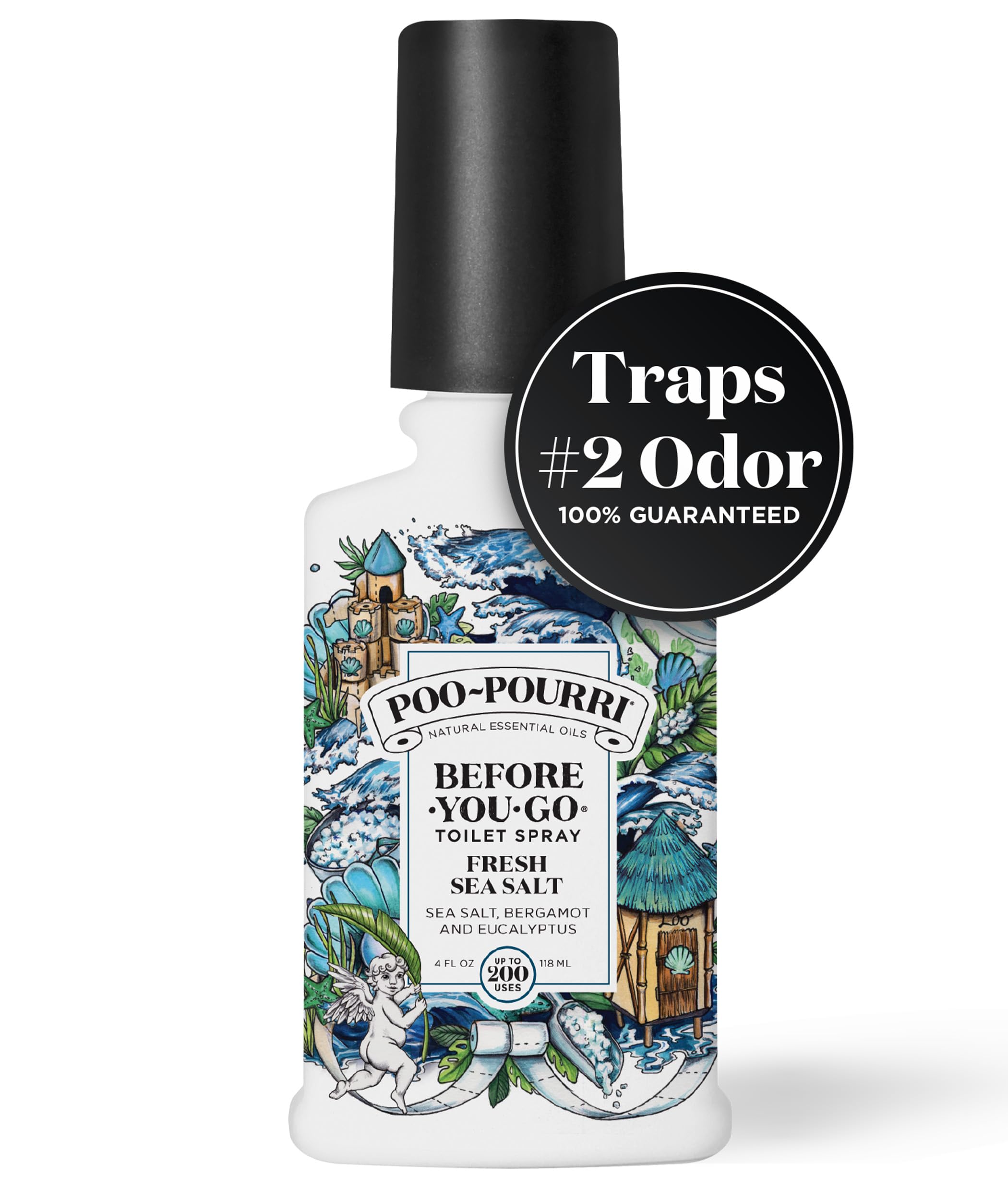 Poo-Pourri Before-You-Go Toilet Spray, Fresh Sea Salt, 4 Fl Oz - Sea Salt, Bergamot and Eucalyptus