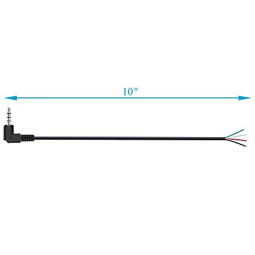 Fancasee (2 Pack Replacement 3.5mm 90 Degree Male Plug to Bare Wire Open End TRRS 4 Pole Stereo 1/8" 3.5mm Plug Jack Connector Audio Cable for Headphone Headset Earphone Microphone Cable Repair