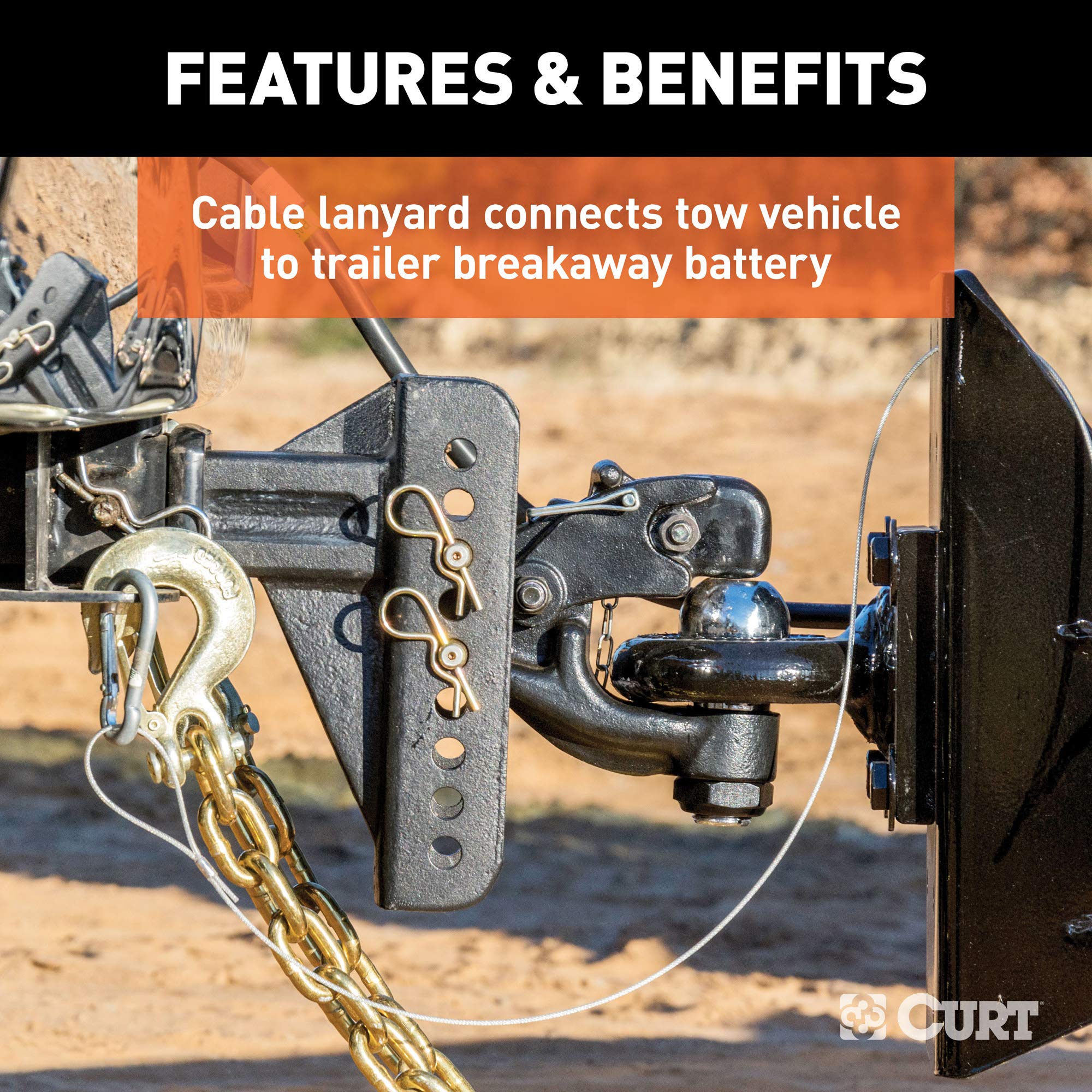 CURT 52026 Soft-Trac 2 Trailer Breakaway Switch Kit System with Battery , black