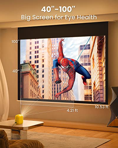 Portable Projector, ETOE Mini Projector 2023 Upgraded Video Projector with 8000L and 1080P, Movie Projector Compatible with Android/iOS/Windows/TV Stick/HDMI/USB for Home Theater - D1