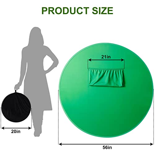 (56") Portable Green Scree Chair Background, Collapsible Webcam Background, Chroma Key Green for Video Chats,Video Conference,Game,Zoom,Video Backdrop.