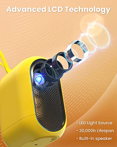 Portable Projector, ETOE Mini Projector 2023 Upgraded Video Projector with 8000L and 1080P, Movie Projector Compatible with Android/iOS/Windows/TV Stick/HDMI/USB for Home Theater - D1