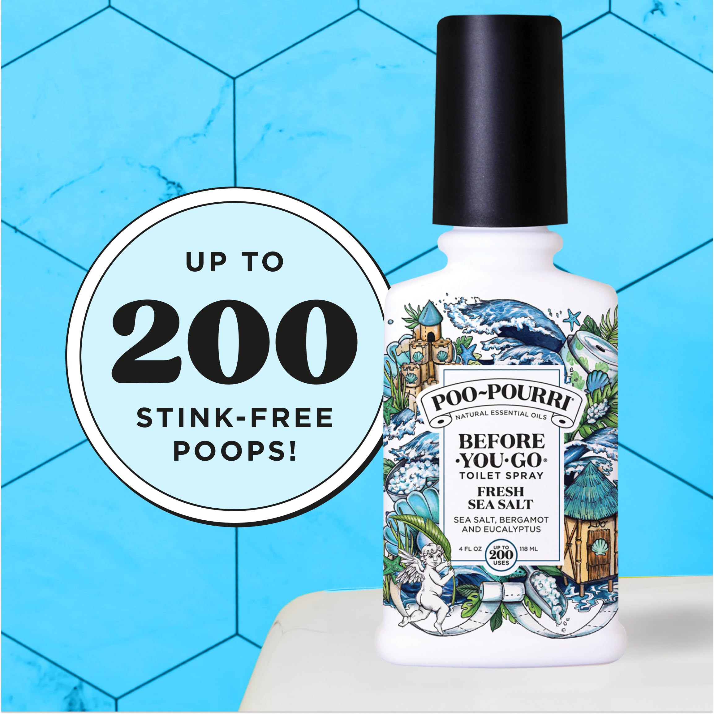 Poo-Pourri Before-You-Go Toilet Spray, Fresh Sea Salt, 4 Fl Oz - Sea Salt, Bergamot and Eucalyptus