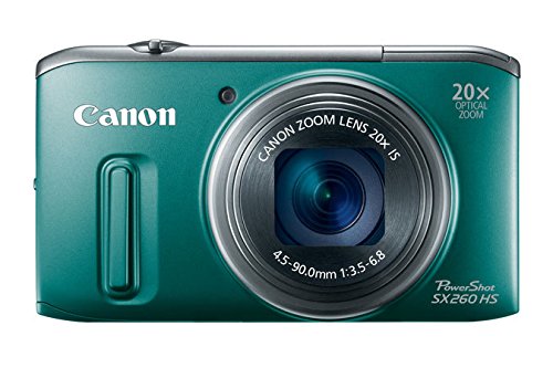 Canon PowerShot SX260 HS 12.1 MP CMOS Digital Camera with 20x Image Stabilized Zoom 25mm Wide-Angle Lens and 1080p Full-HD Video (Green) (OLD MODEL)