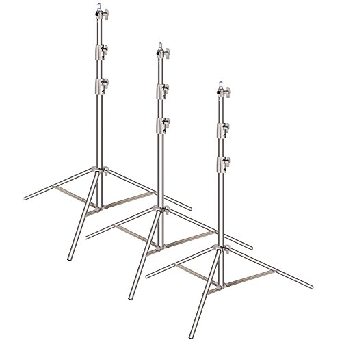 Neewer 3-Pack Stainless Steel Light Stand with 1/4 -inch to 3/8-inch Universal Adapter 39-102 inches/99-260 Centimeters Foldable Support Stand for Studio Softbox,Umbrella,Strobe Light,Reflector,etc