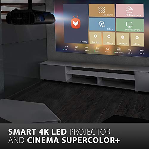 ViewSonic Smart LED 4K Projector with Dual Harman Kardon Speakers 125% Rec 709 3D Ready Frame Interpolation Technology for Home Theater (X100-4K)