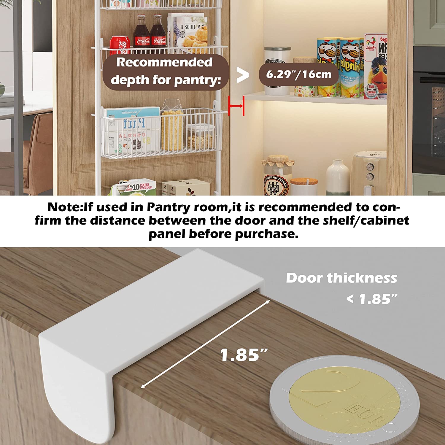 COVAODQ 6-Tier Pantry Door Organization and Storage Over the Door Pantry Organizer Metal Hanging Kitchen Spice Rack Can Organizer