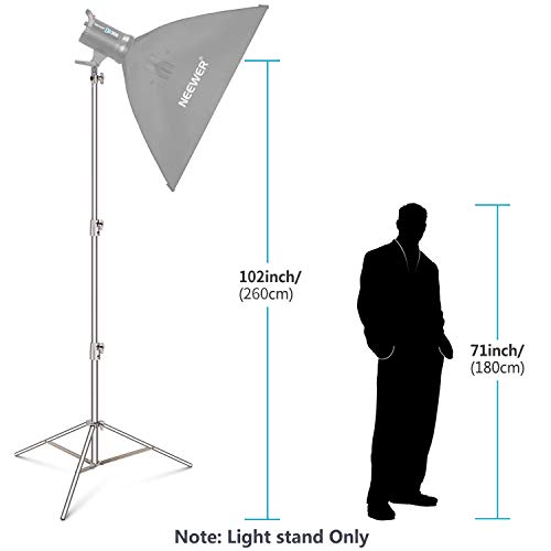 Neewer 3-Pack Stainless Steel Light Stand with 1/4 -inch to 3/8-inch Universal Adapter 39-102 inches/99-260 Centimeters Foldable Support Stand for Studio Softbox,Umbrella,Strobe Light,Reflector,etc