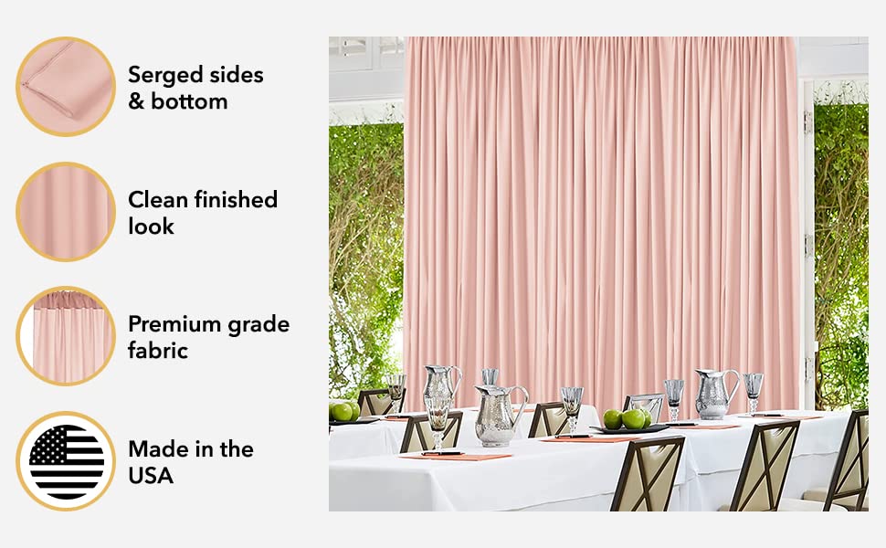 AK TRADING CO. 10 feet x 10 feet Valley Green Polyester Backdrop Drapes Curtains Panels with Rod Pockets - Wedding Ceremony Party Home Window Decorations