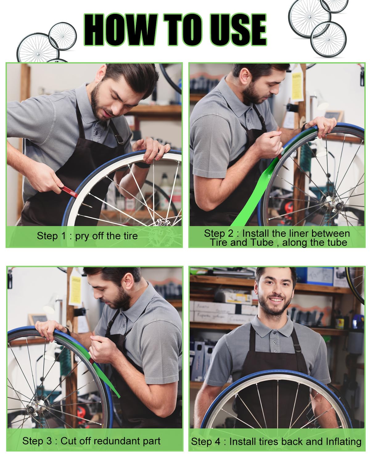 Bike Tire Liner, Bicycle Tube Flat Protector Compatible with 12" 16" 18" 20" 24" 26" 27.5" 29"