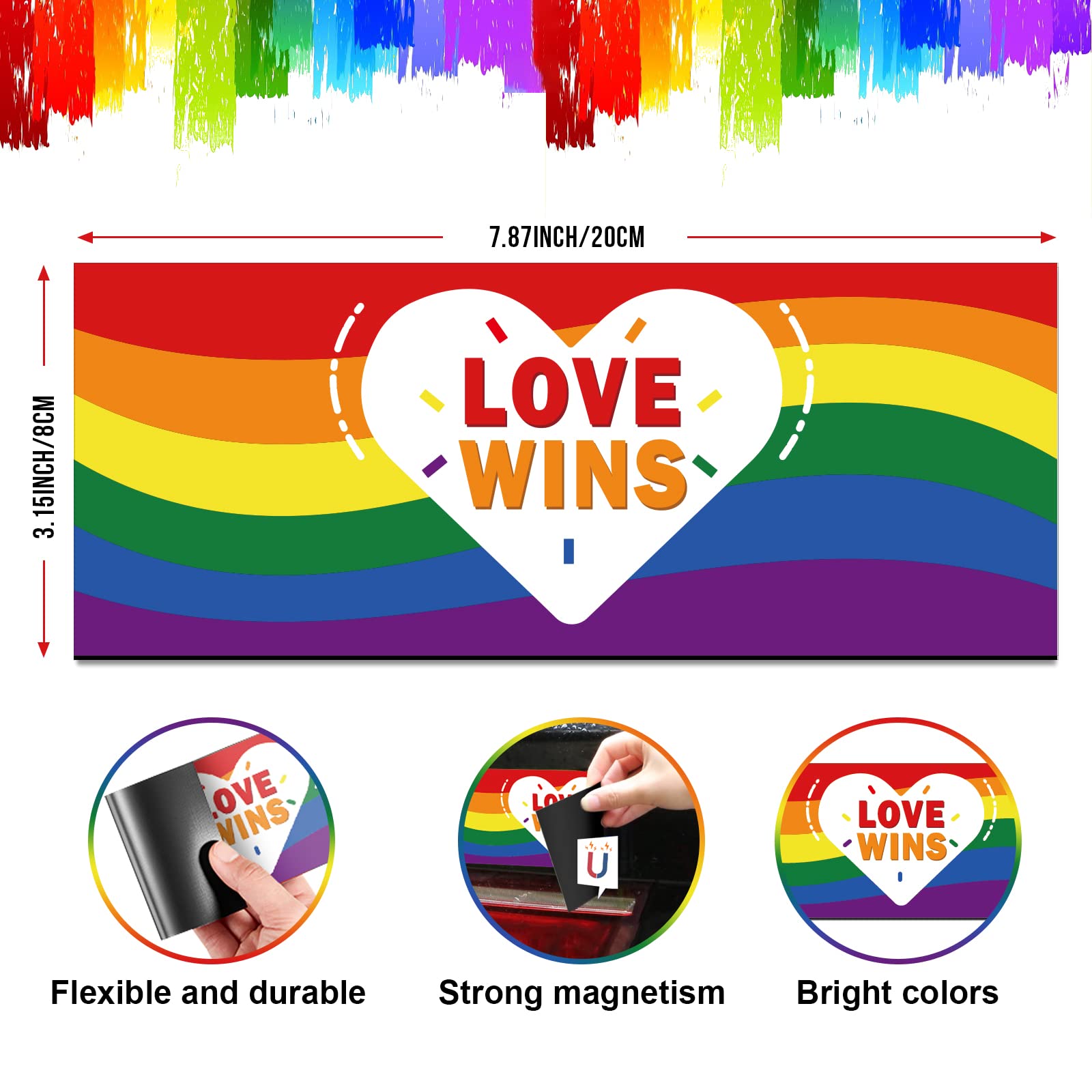 10 Pcs Magnetic Bumper Decals Funny Bumper Stickers Rainbow Car Decals Prank Car Stickers Gay Pride Magnets for Vehicles Truck Car Refrigerator