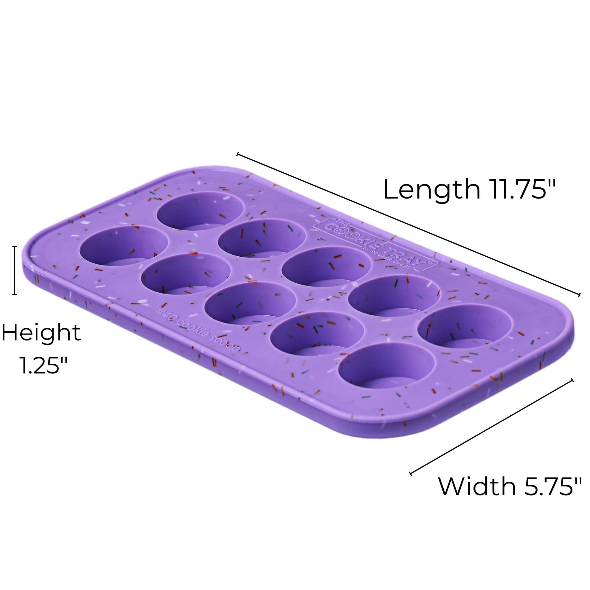 The Cookie Tray by Souper Cubes - Pack of two -Freeze and Store Perfect Cookie Dough rounds - Lavender with sprinkles color (Purple with sprinkles, pack of 2)