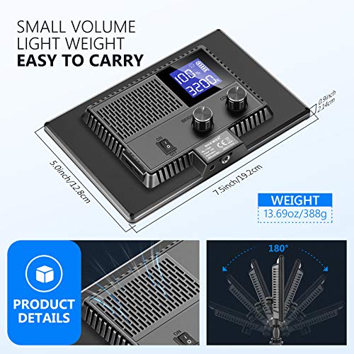 Neewer Ultra-Slim LED Video Soft Light Panel, Dimmable On Camera Video Lighting for DSLR Cameras Photography with LCD Display/3200-5600K/CRI 95+/Built-in Battery for Studio Photo Video Shooting