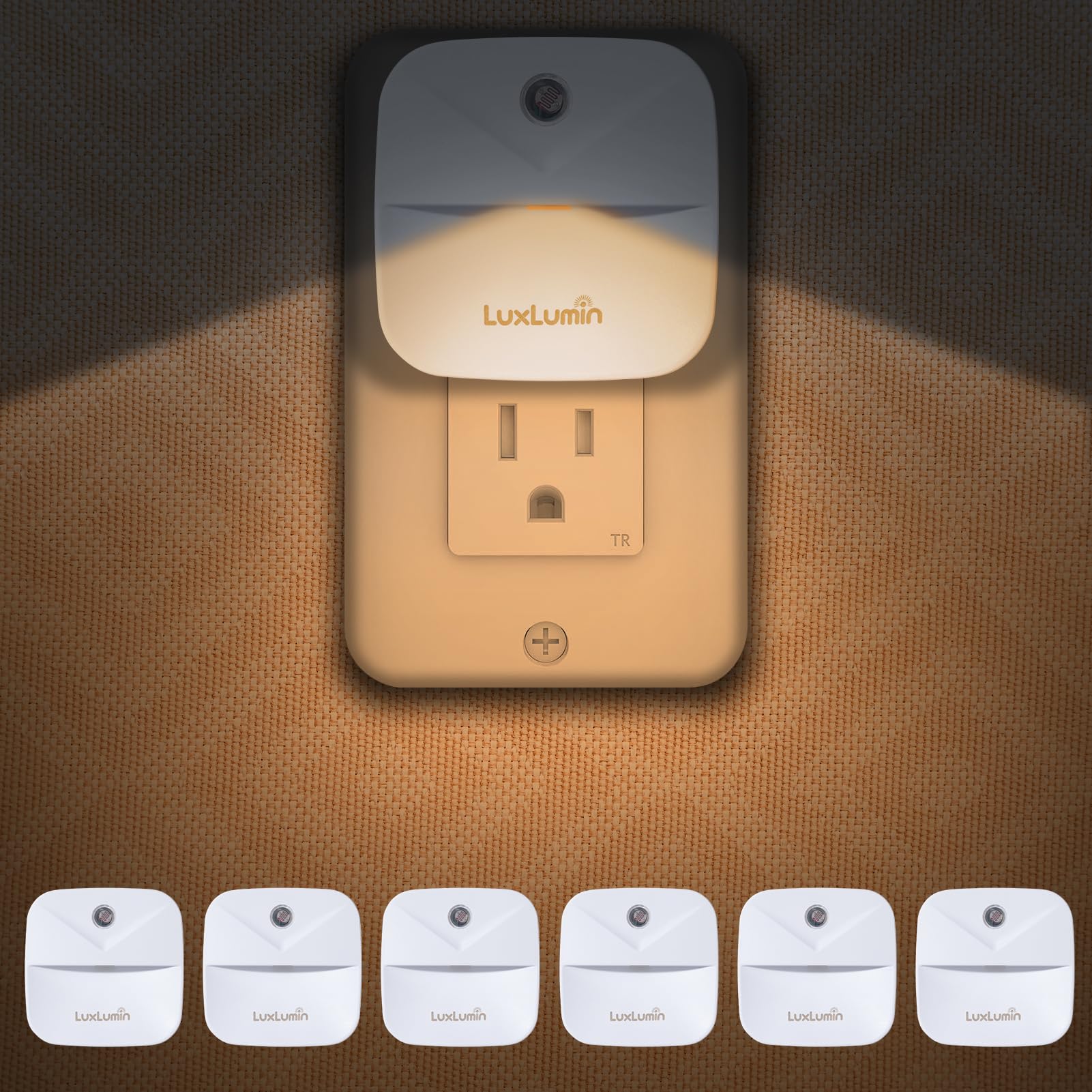LuxLumin LED Night Light, Night Lights Plug into Wall with Dusk-to-Dawn Sensor, Automatically Turn on and Off,Night Light for Kids,Bedroom,Bathroom,Stairs,Warm White, 6 Packs