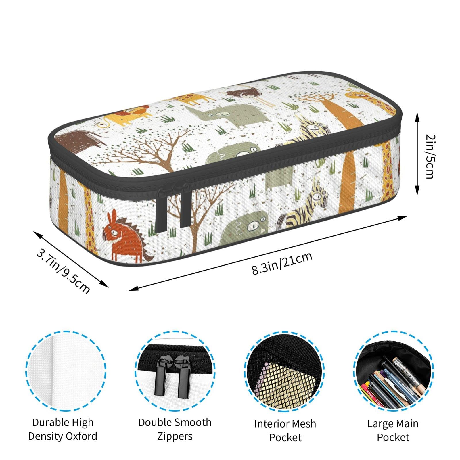 QICENIT Cute Animals Large Capacity Pencil Case for Women Men Pen Pouch Pencil Box Double Zipper Stationery Bag with Compartments