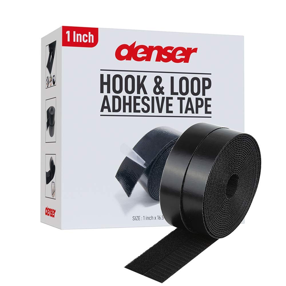 Denser 1 Inch Hook and Loop Tape Sticky Back - 5.5 Yards (16.5 Feet) - Strips Adhesive Heavy Duty Black Roll (1 inch * 16.5 ft)