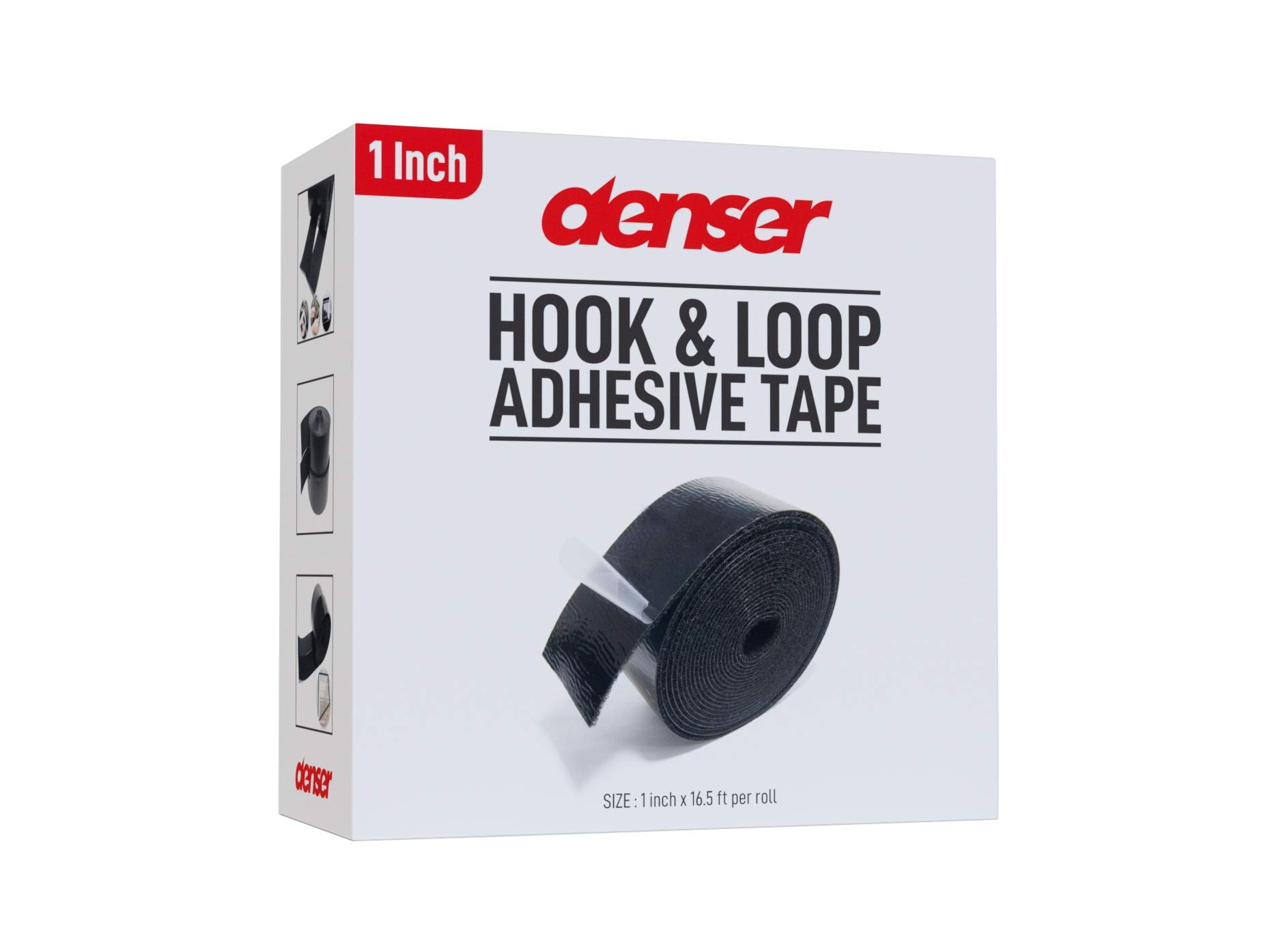 Denser 1 Inch Hook and Loop Tape Sticky Back - 5.5 Yards (16.5 Feet) - Strips Adhesive Heavy Duty Black Roll (1 inch * 16.5 ft)