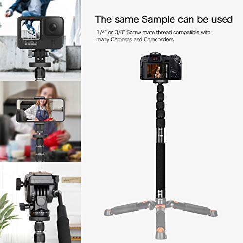 Koolehaoda 6-Section Monopod Compact Portable Photography Aluminum Alloy Unipod Stick, Max. Load 10kg / 22lbs, Folding Size is only 15-inch (K-266 Black)