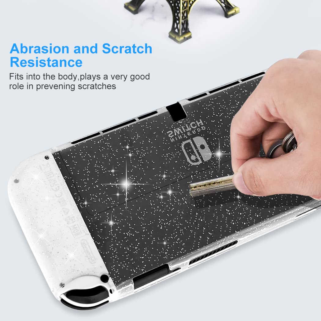 Moxiaomo Protective Case for Nintendo Switch OLED 2021,TPU Cover with Shock-Absorption and Anti-Scratch Protective Case-Glitter