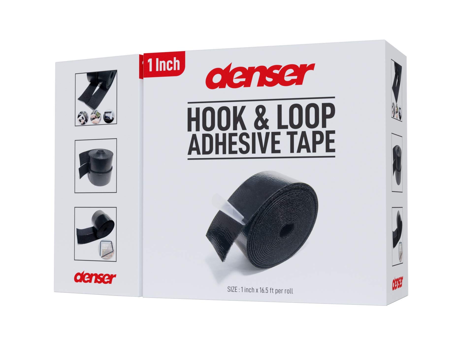 Denser 1 Inch Hook and Loop Tape Sticky Back - 5.5 Yards (16.5 Feet) - Strips Adhesive Heavy Duty Black Roll (1 inch * 16.5 ft)