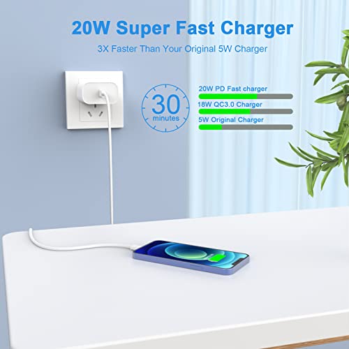 iPhone Charger 10 FT Fast Charging, 2 Pack [Apple MFi Certified] PD 20W USB C Wall Charger Block with 10FT Long Type C to Lightning Charger Cable Compatible for iPhone 14 13 12 11 Pro XS XR X 8 iPad
