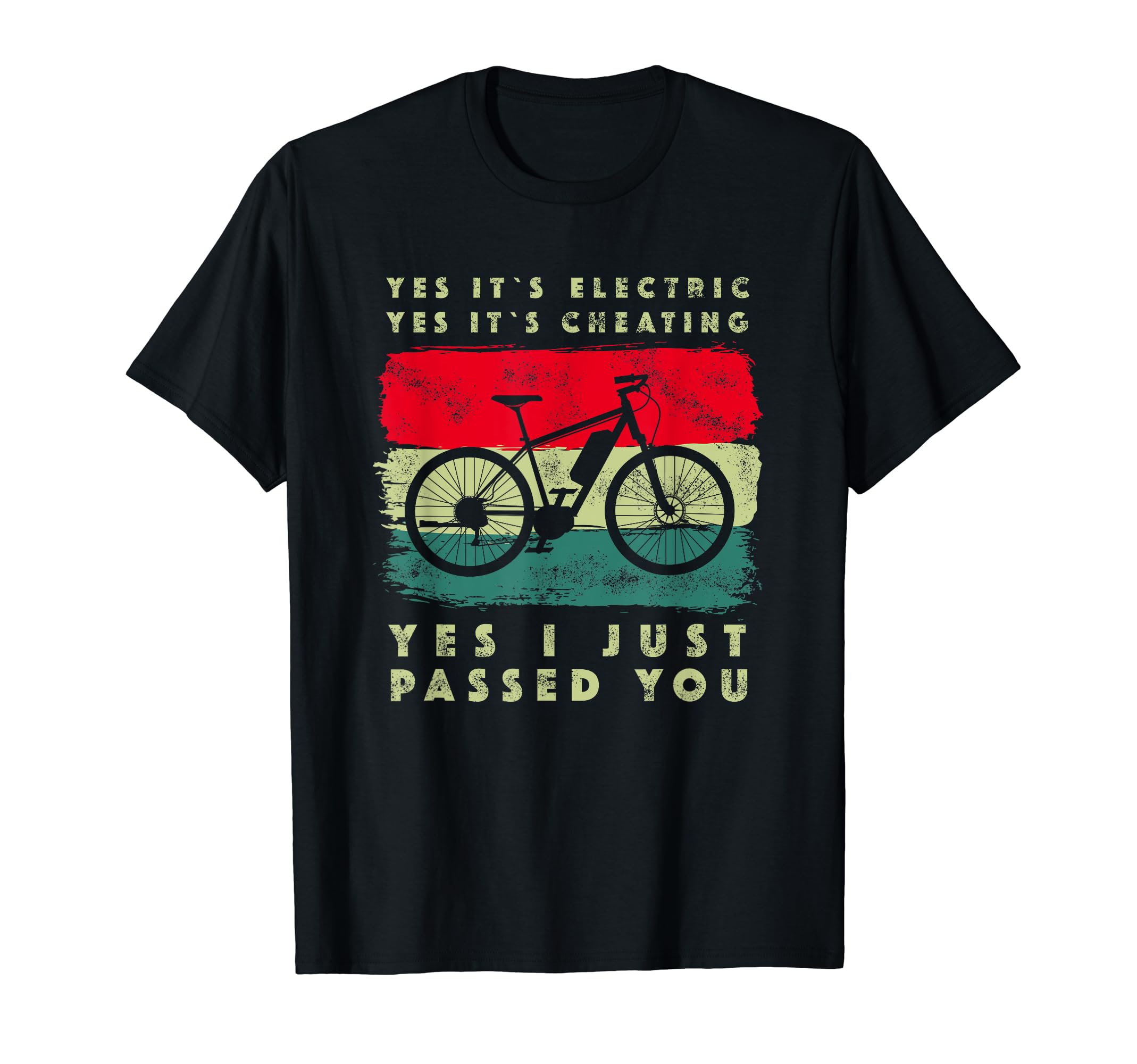 E-Bike Electric Bike Retro Outfit Gifts Unisex-Adults T-Shirt Black Small Graphic Crew Neck Short Sleeve Classic Fit Pull On Retro Cycling Accessory