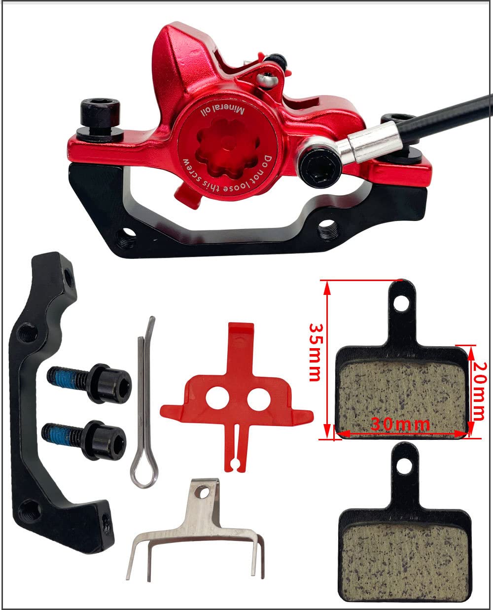 DEYING 950E Electric Power-Off E-Bike E Scooter Hydraulic Disc Brake Front & Rear Set & 180mm Rotor Mounting Adapter Included (Black, Connector Right Side)
